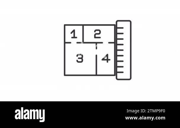 Room area linear animation. Square meter. Apartment plan. Floor space ...