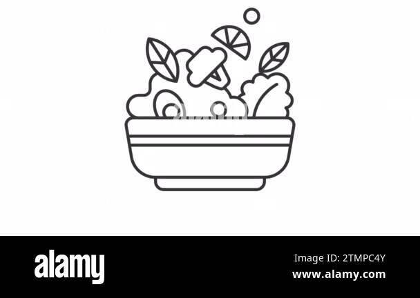 Animated fast food meal line icons. Restaurant menu animation. Take ...