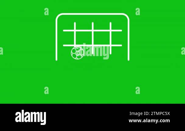 Football white line animation. Score goal. Kick ball into opponents net ...