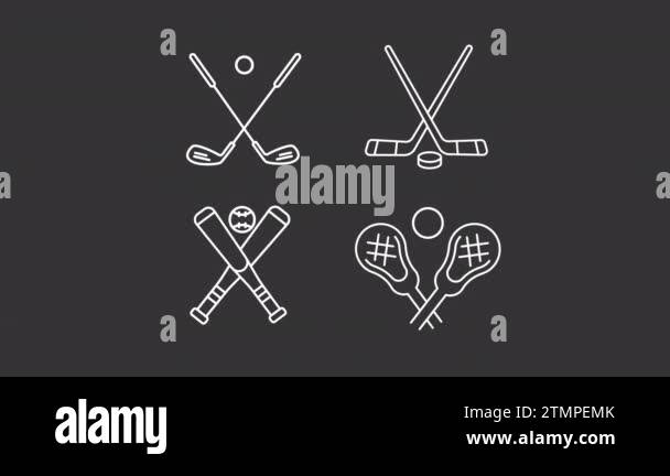 Stick games white line animation. Team games. Sports equipment. Golf ...