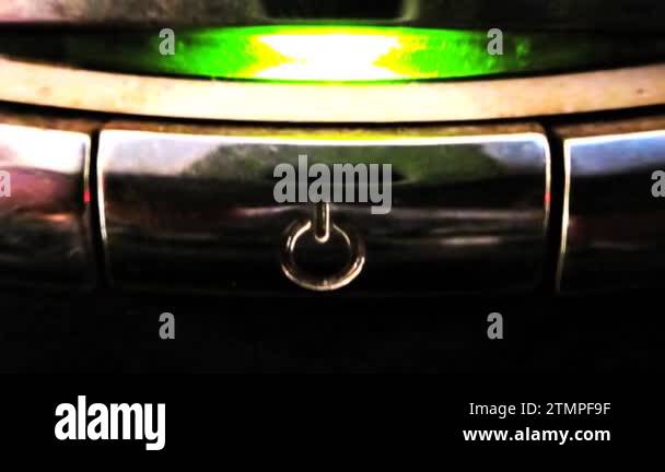 Green light on, off button of a monitor Stock Video Footage - Alamy