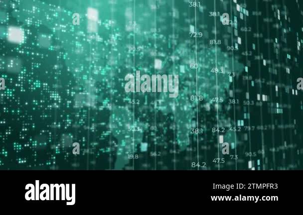 World map with financial chart concept. Blinking pixels and dots on ...