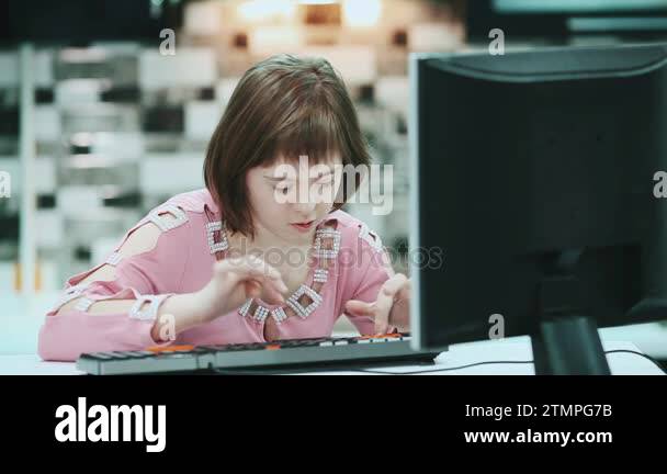 Down syndrome girl computer Stock Videos & Footage - HD and 4K Video ...