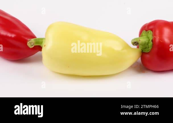 Yellow and red bell peppers moves from left to right. Healthy Food ...