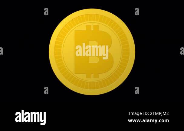 looped animation of rotating Bitcoin coin, isolated background with ...