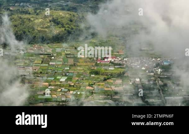 Farmland and farm fields in the countryside of Sumatra. Berastagi ...