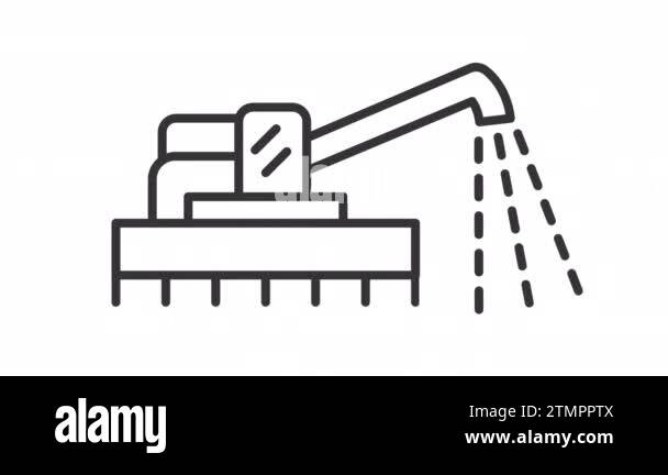 Mechanized agriculture animation. Animated harvester machine line icon ...