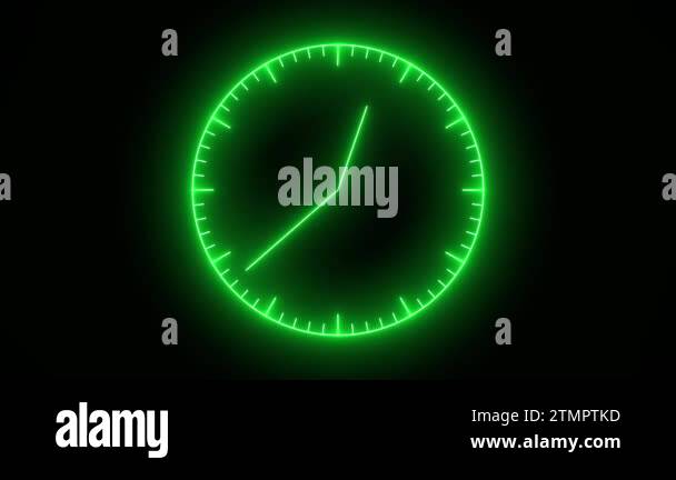 Video animation of analog clock with moving arrows in seamless 12 hour ...