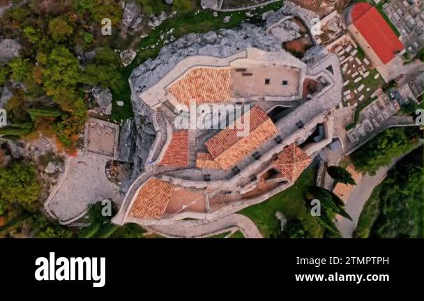 Aerial view of the Sokol Fortress in Konavle served as a military fort ...