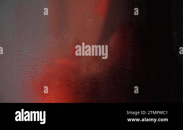 Beautiful sportive woman body in bath room, touch hand herself with ...