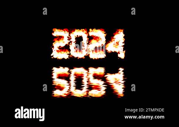 Burning 2024 with reflection effect on water Stock Video Footage - Alamy