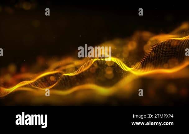Abstract technology background red and yellow digital particle waves light Concept of graphic ...