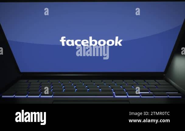 New York, USA - 9 May 2023: Facebook Logo on Laptop Screen Animation ...