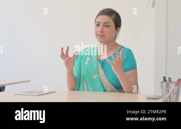Angry Indian Woman in Sari sitting Tense at Home Stock Video Footage ...