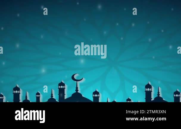 Beautiful Ramadan Backgrounds with crescent blue and mosque Islamic Lanterns Animated Motion ...
