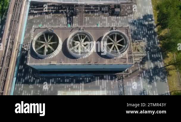 Cooling tower from a drone. Industrial cooling towers. wet cooling ...