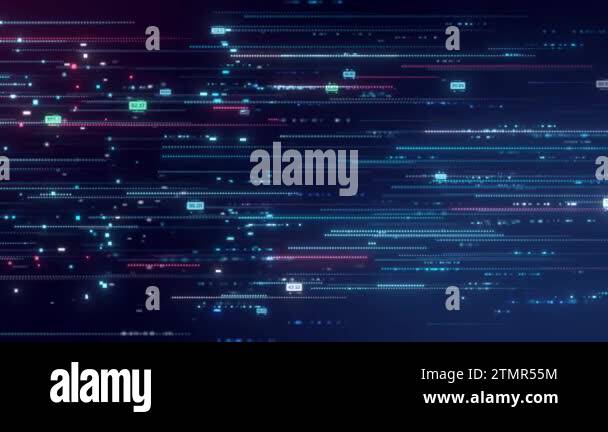 Digital Data Network binary code running,big data concept, dark blue number grid dot line Stock ...