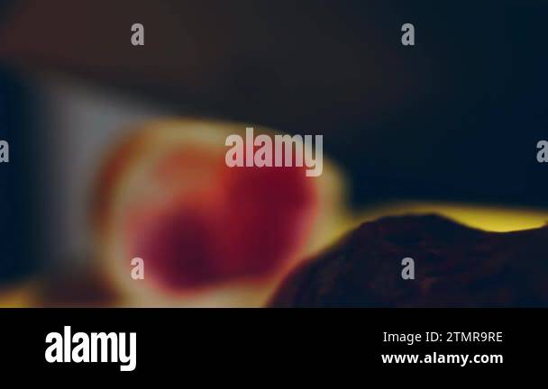 Chef cleans raw meat and cuts off connective tissue and surface ...