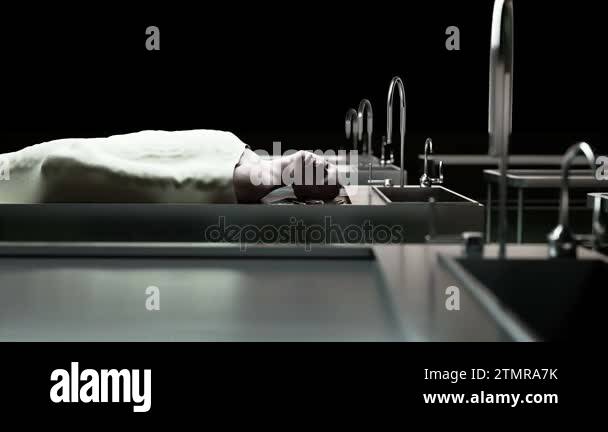 cadaver, dead male body in morgue on steel table. Corpse. Autopsy ...