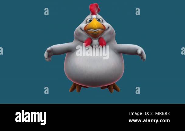 brown chicken funny cartoon character jumping - 3D animation Stock ...
