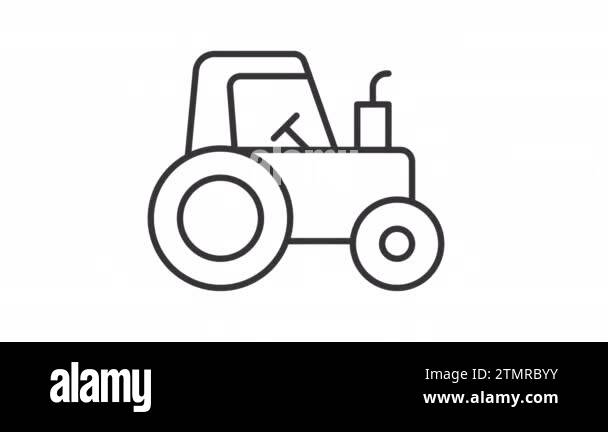 Animated tractor linear icon. Moving vehicle animation. Agricultural ...