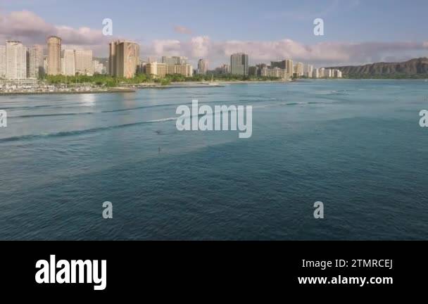 Modern architecture waterfront skyscraper glass buildings in foreground ...