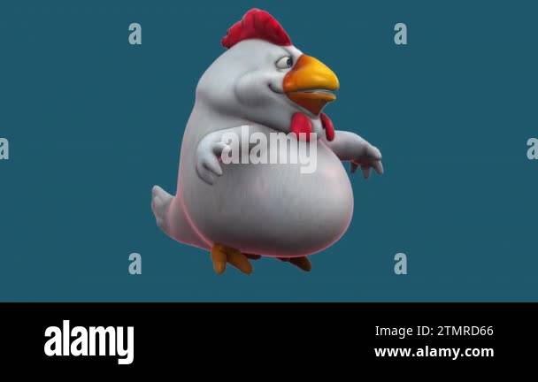 brown chicken funny cartoon character jumping - 3D animation Stock ...