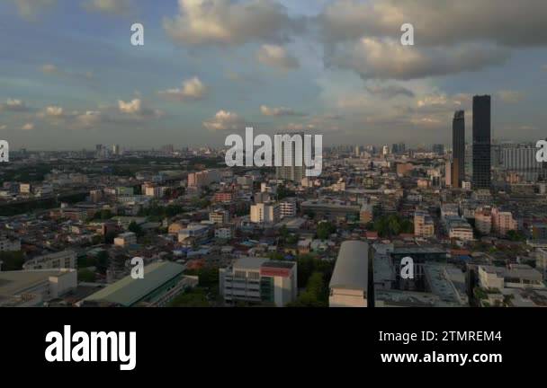 Bangkok city district Siam, thailand 2022. rotation to left drone 4k ...