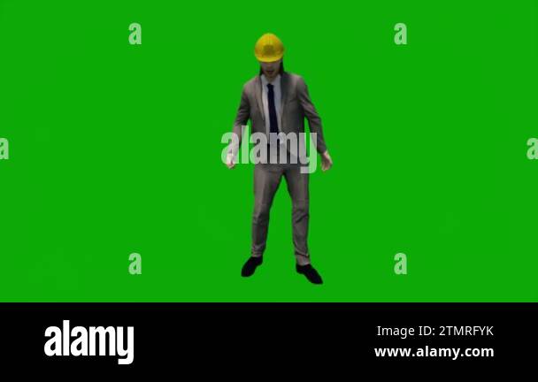 3d man manufacturing factory engineer on green screen talking walking ...