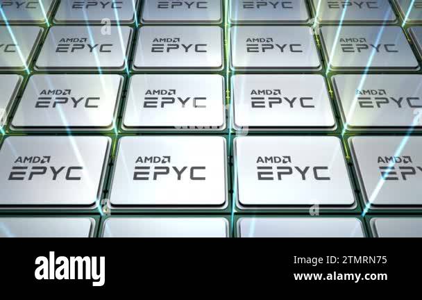 August 2019, Editorial use only, 3D animation, AMD EPYC server ...
