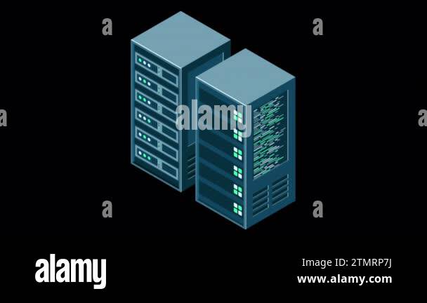 Data center server box. Hosting server or data center room concept ...