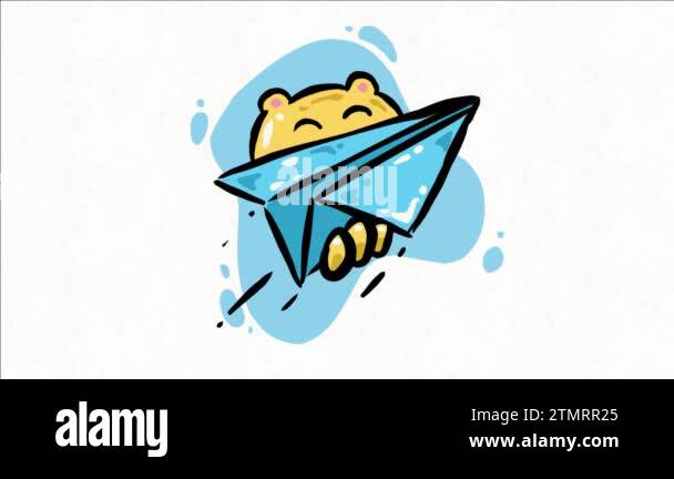 Animated cartoon paper airplane icon. Perfect for commercial video ...
