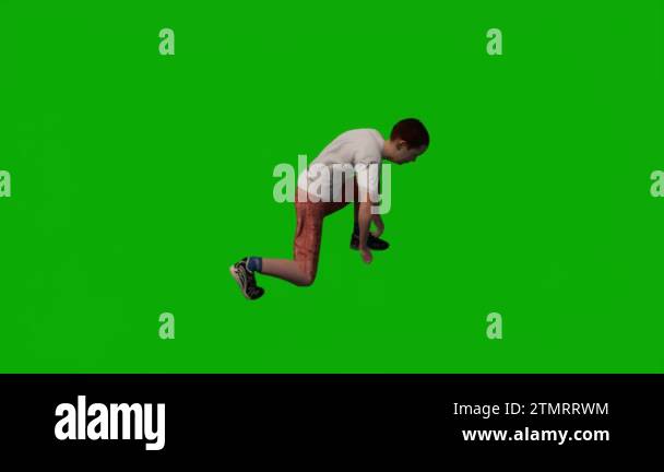 3D student girl animated on green screen playing and talking and active ...