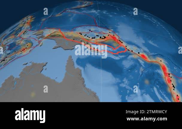 Woodlark tectonics featured. Topo and bathy Stock Video Footage - Alamy