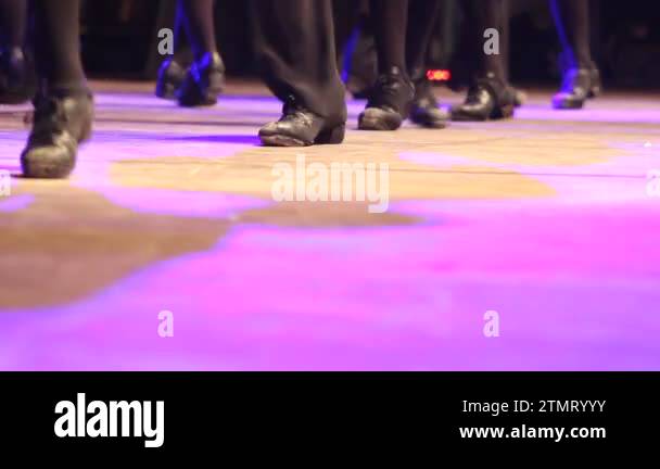 People dancing Irish dance on stage with traditional shoes Stock Video ...