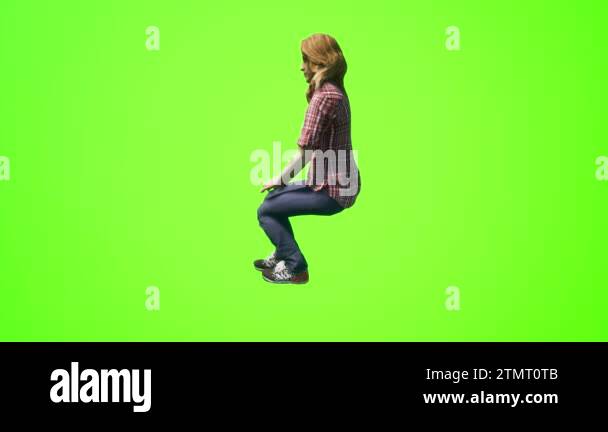 3d people green screen woman American employee talking to customers ...