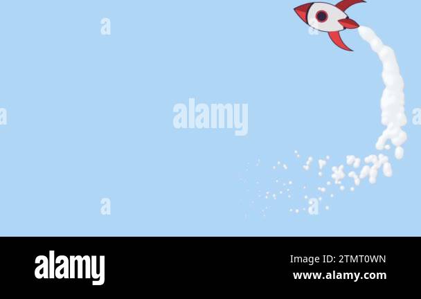 Space shuttle take-off animation. Rocket flying cartoon-style anime ...