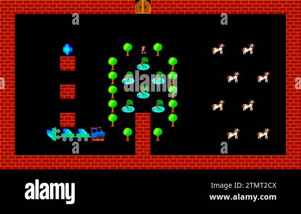 Train puzzle, retro style low resolution pixelated game graphics ...