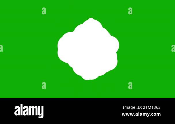 A 2D 60 fps animation of a white bubbly cloud appearing on green screen ...