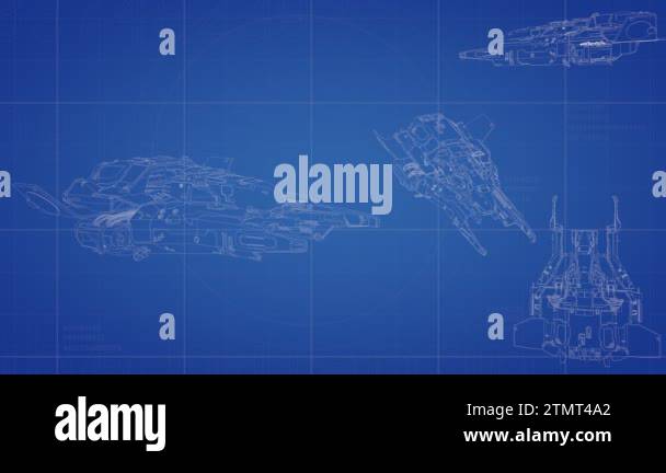 3D CG, spaceship blueprint background animation Stock Video Footage - Alamy