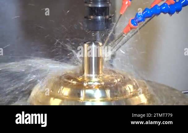 Closeup scene the CNC milling machine cutting the shell mold part with ...