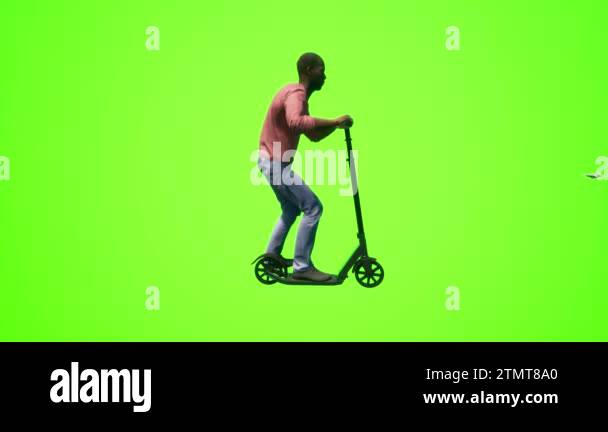 African man riding and having fun in the street, realistic 3D people ...