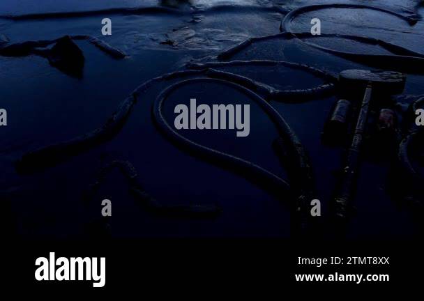 Beach Oil Pollution and contamination oil leaks at sea Polluted Water ...