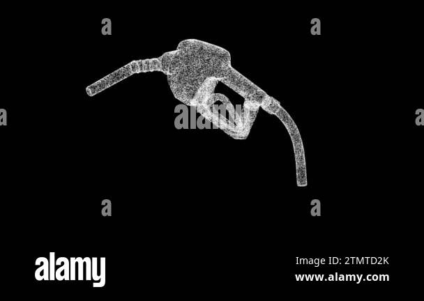 3D auto gas pump rotates on black bg. Object dissolved flickering ...