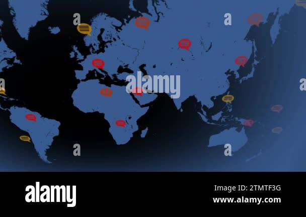 Flat colors - map moving from left to right - speech bubbles ...