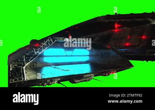 Futuristic space ship. realistic metal surface ship, displacement and ...