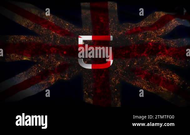 Five seconds Countdown Timer with Abstract UK flag fire burst animation ...