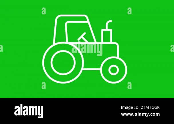Animated tractor white line icon. Moving vehicle animation ...