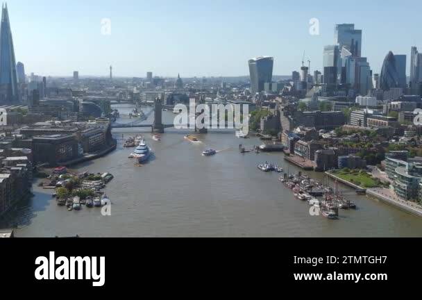 Aerial view of the Tower Bridge in London. One of Londons most famous ...