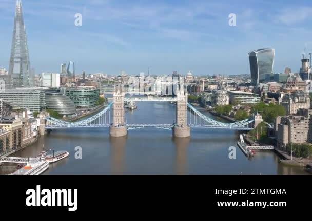 Aerial view of the Tower Bridge in London. One of Londons most famous ...